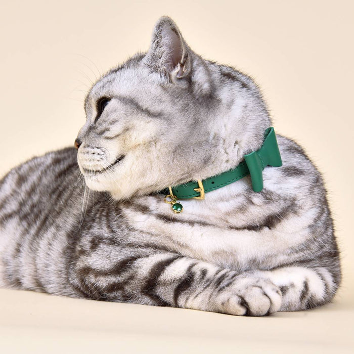 Cheshire & Wain - Mock Turtle Green Luxury Leather Cat Collar
